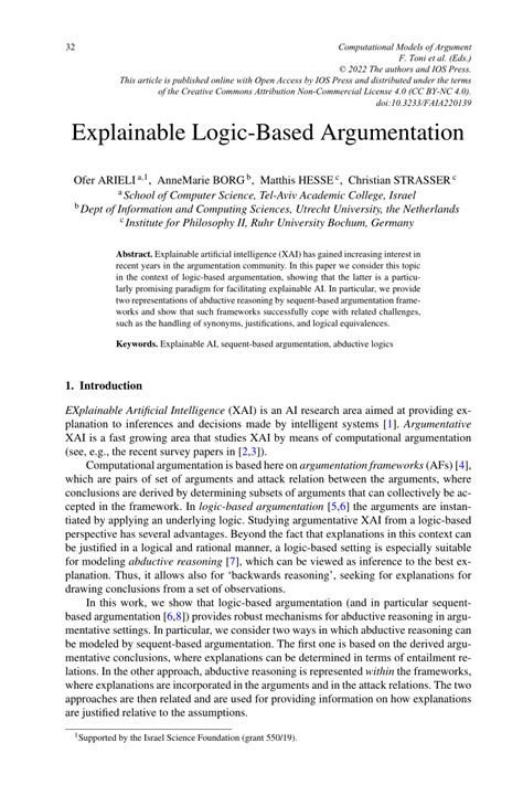 Pdf Explainable Logic Based Argumentation