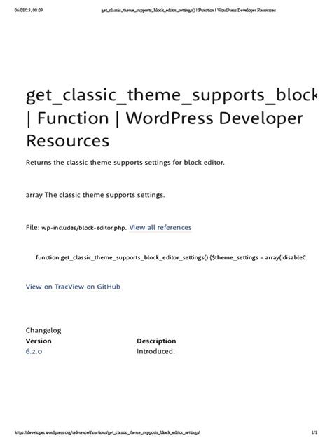 Get Classic Theme Supports Block Editor Settings Function Wordpress
