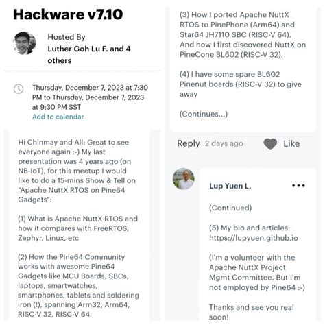 lup yuen lee on linkedin nuttx pine64