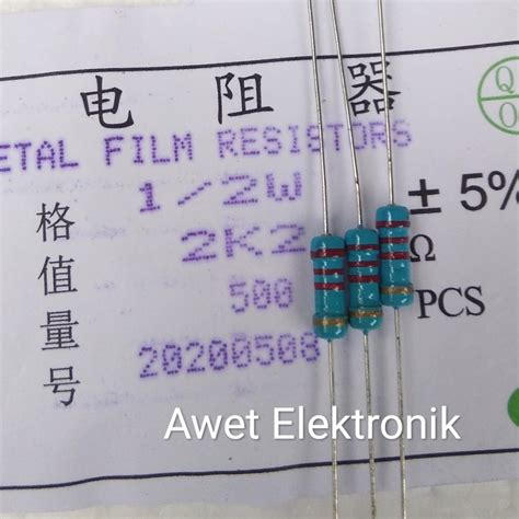 Jual Resistor 2k2 Ohm 1 2 Watt Reaistor Jumper Injektor Matic Resistor
