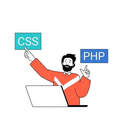 Premium Vector Programming Concept With Cartoon People In Flat Design For Web Man Working As