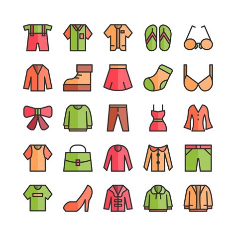 Fashion Icon Set Vector Flat Line For Website Mobile App Presentation Social Media Suitable For
