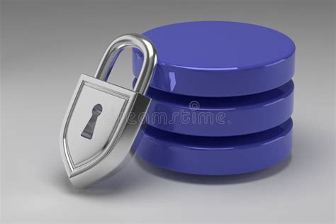 Three Blue Disks In Stack And Locked Steel Padlock Data Or Database