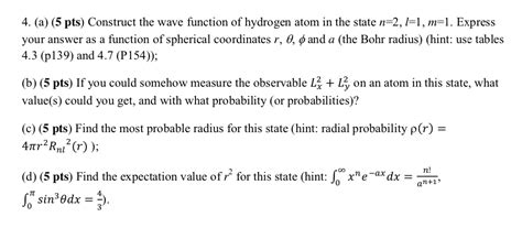 Solved 4 A 5 Pts Construct The Wave Function Of Chegg Com