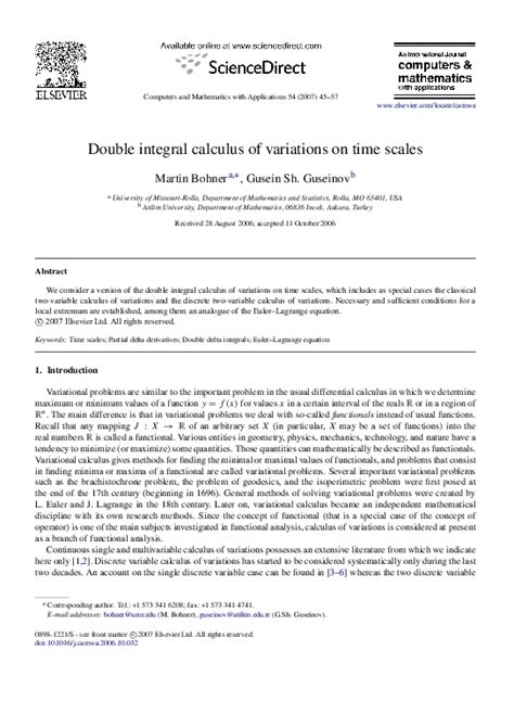 Pdf Double Integral Calculus Of Variations On Time Scales