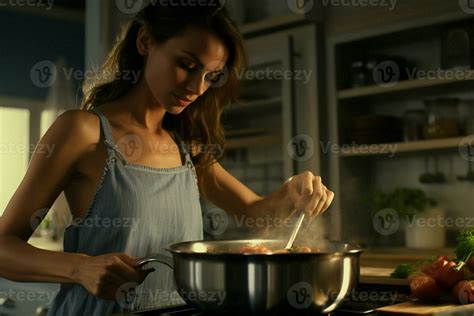 Woman Cooking At Home