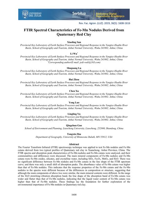 Pdf Ftir Spectral Characteristics Of Fe Mn Nodules Derived From Quaternary Red Clay