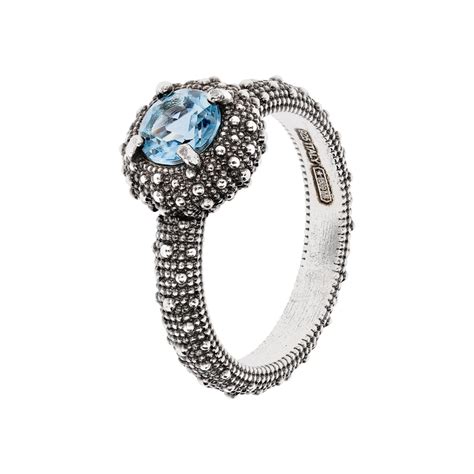 Anello Cocktail Texture Riccio Di Mare Con Pietra Naturale O Prisma Gem