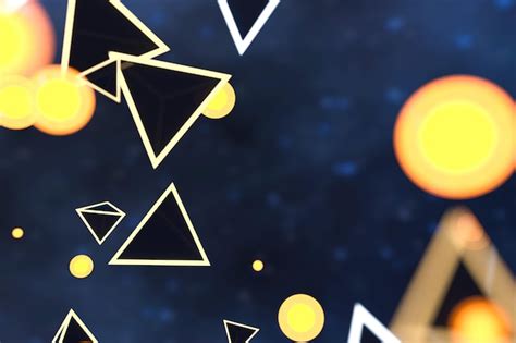 Premium Photo 3d Rendering Glowing Triangle Cube With Dark Background