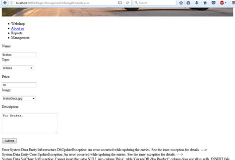 Solved Runtime Exceptions When Trying To Submit Data Experts Exchange