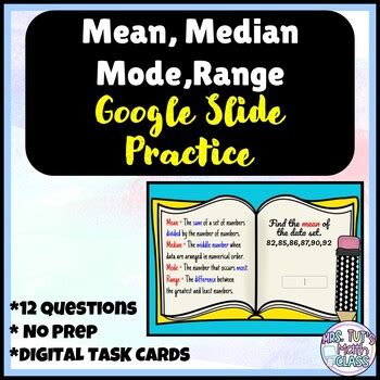 Mean Median Mode Range Google Slides Practice Distance Learning TpT
