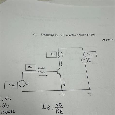 Solved 1 ﻿determine Ib ﻿ic ﻿ie ﻿and βdc ﻿if Vce 5v