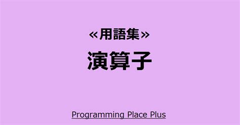 演算子 Programming Place Plus 用語集