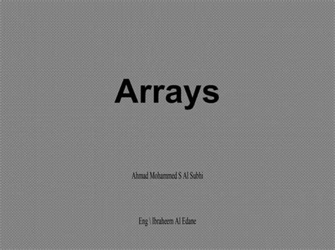 Introduction To Array Ppt Pptx