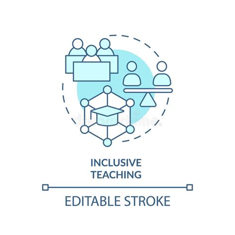 Thin Line Blue Icon Inclusive Teaching Concept Stock Vector