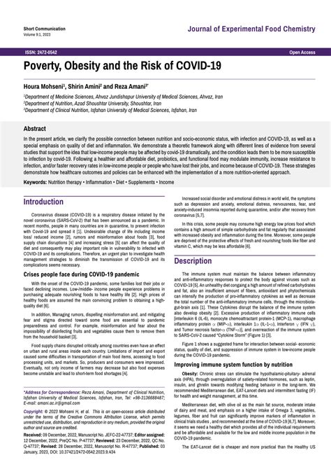 Pdf Poverty Obesity And The Risk Of Covid 19