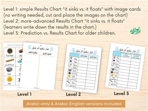 sink or float arabic printable science activity arabic flashcards and