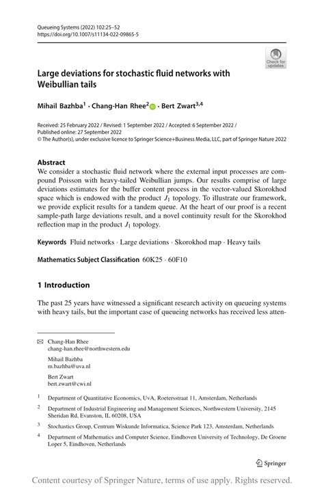 Large Deviations For Stochastic Fluid Networks With Weibullian Tails Request Pdf