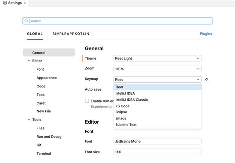 Keymap Jetbrains Fleet Documentation