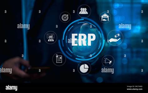 Hand Touch Icon Erp Enterprise Resource Planning System Cloud Integration Automation And
