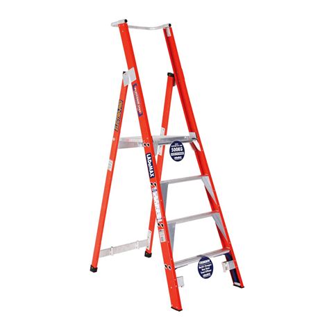 Ladamax Fibreglass Platform Ladder 6 Step 150kg Premium With Strongbow 6ft 1 74m Platform