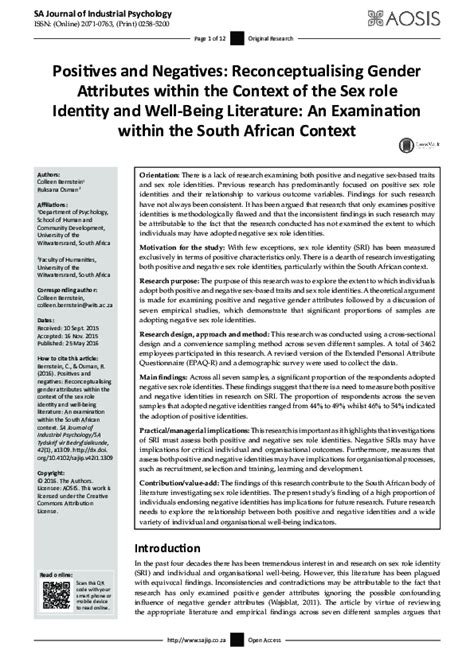 Pdf Positives And Negatives Reconceptualising Gender Attributes