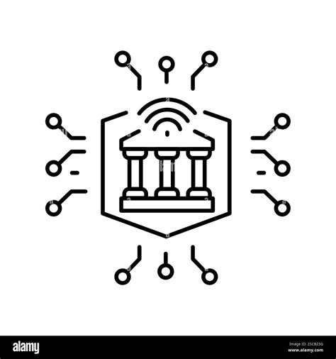 E Government Black Line Icon Vector Isolated Element Editable Stroke