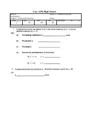 Chapter 3 Polynomial Functions Assignment Pdf Can AIM High School
