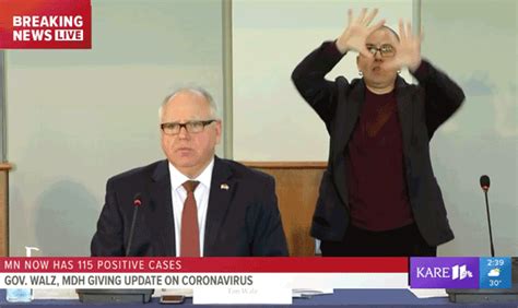 Expressive Asl Interpreter Signs As Governor Walz Discusses The