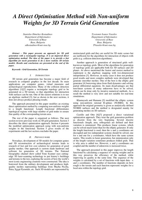 Pdf A Direct Optimisation Method With Non Uniform Weights For 3d Terrain Grid Generation