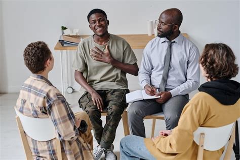 Premium Photo Happy Young Guy Visiting Therapy Class