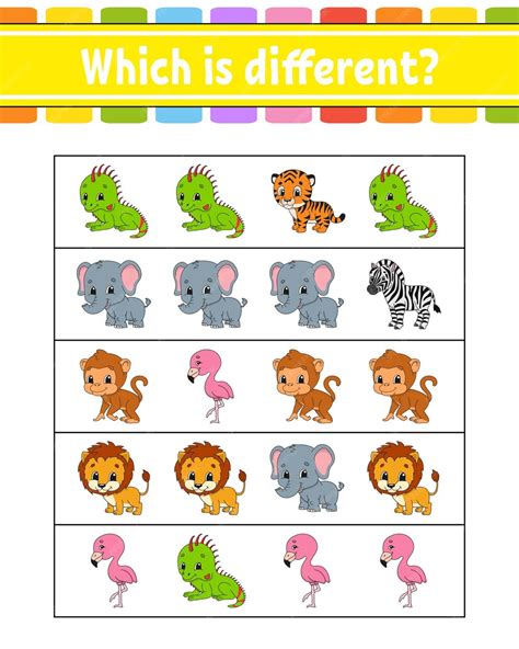 Qué Es Diferente Hoja De Trabajo De Actividad Educativa Para Niños Y