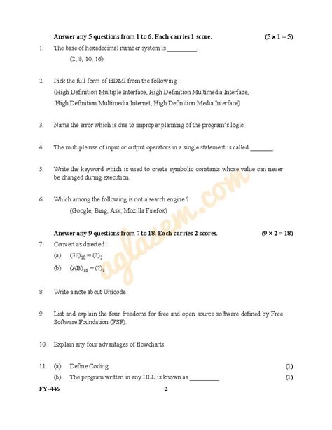 Kerala Plus One Computer Application Commerce Question Paper 2023 Pdf