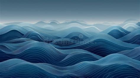 Abstract Blue Water Wave Line Pattern Smooth Curves And Gradients Creating A Serene Oceanic