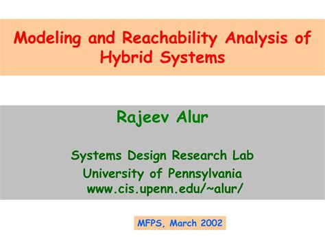 PPT Modeling And Reachability Analysis Of Hybrid Systems PowerPoint Presentation ID