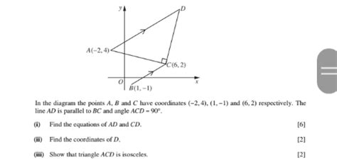Solved In The Diagram The Points A B And C Have Coordinates And