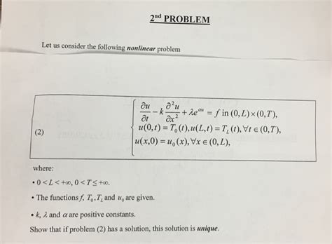 Solved Let Us Consider The Following Nonlinear Problem Chegg