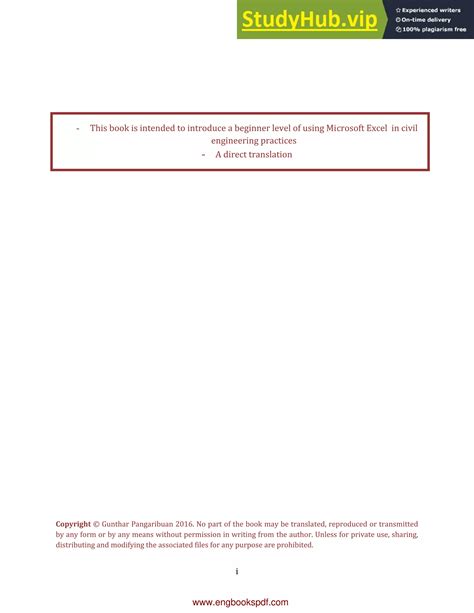 An Introduction To EXCEL For Civil Engineers From Engineering Theory To Excel Practice PDF