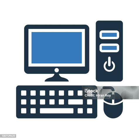Pc 데스크톱 컴퓨터 아이콘 흰색 배경에서 격리된 간단한 편집 가능한 벡터 디자인입니다 0명에 대한 스톡 벡터 아트 및 기타 이미지 Istock
