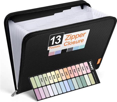 Amazon Com Sooez Accordion File Organizer With Safe Zipper Pocket Expanding File Folder