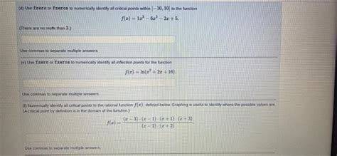 solved d use fzero or fzeros to numerically identily all
