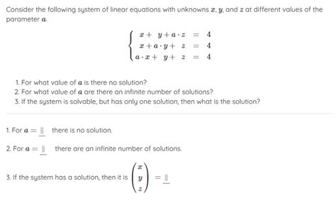 Solved Consider The Following System Of Linear Equations Chegg