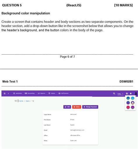 Solved QUESTION ReactJS MARKS Background Color Chegg Com