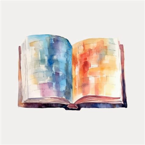 다채로운 수채화 열린 책 일러스트레이션 프리미엄 Ai 생성 벡터