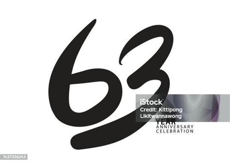 63 주년 기념일 축 하 블랙 컬러 로고 타입 벡터 63 숫자 디자인 63 번째 생일 초대장 로고 번호 디자인 벡터 일러스트 레이 션 2022년에 대한 스톡 벡터 아트 및