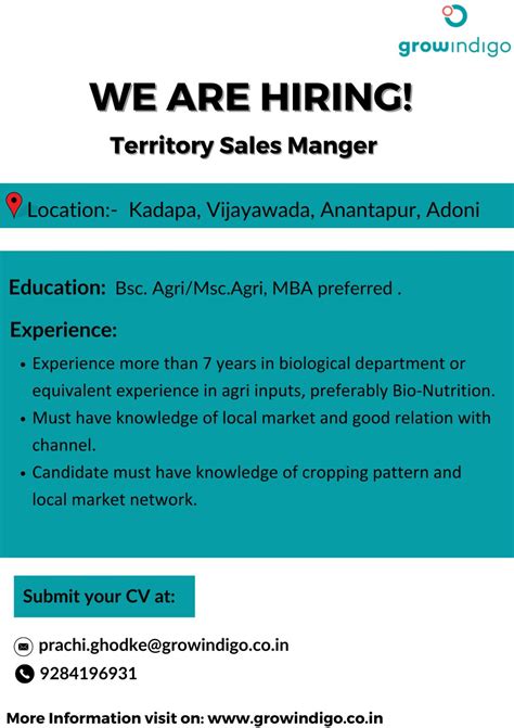 Hiring Vijaywada Kadapa Agribusiness Salesandmarketing Tbm Territorysalesmanager