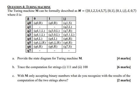 Solved OUESTION TURING MACHINE The Turing Machine M Can Chegg