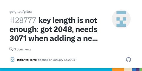 Key Length Is Not Enough Got 2048 Needs 3071 When Adding A New Ssh