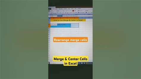 How To Merge And Center Cells In Excel Shorts Msexcel Youtube