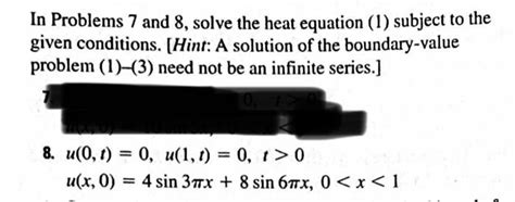 Solved In Problems 7 And 8 Solve The Heat Equation 1